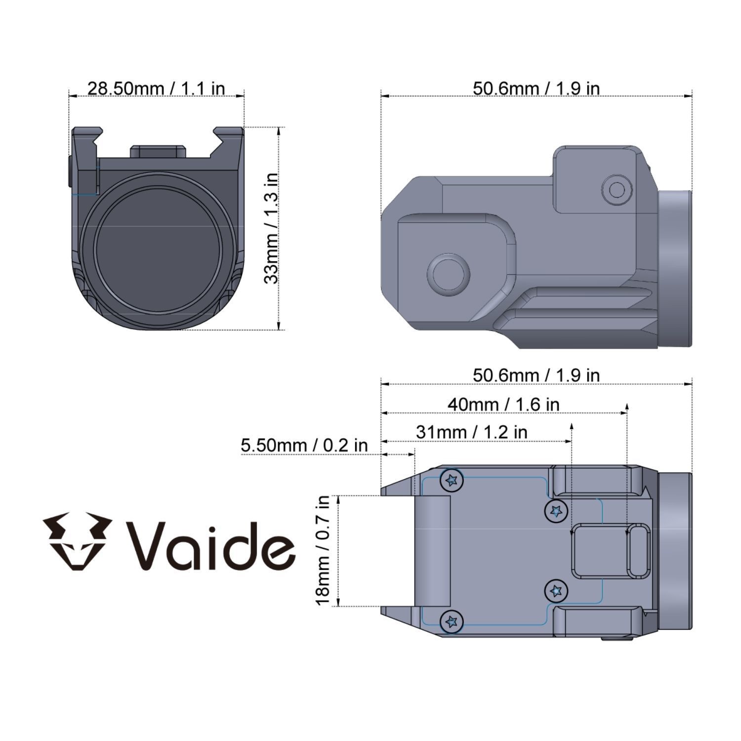 Vector Optics Vaide Scrapper Taktik Subcompact Tabanca Flashlight ...